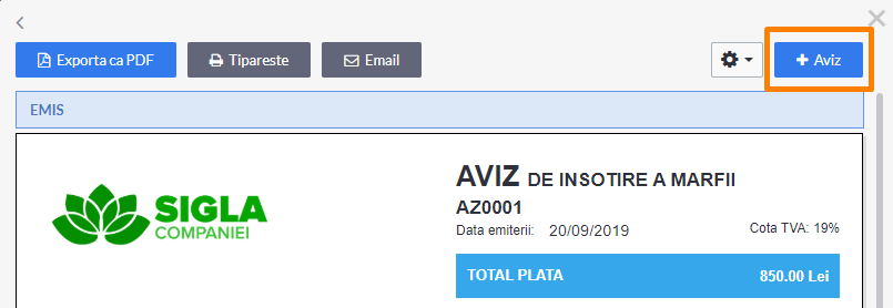 Avizul – prezentare generala - SmartBill Gestiune Ajutor Avizul – prezentare generala - SmartBill Gestiune Ajutor
